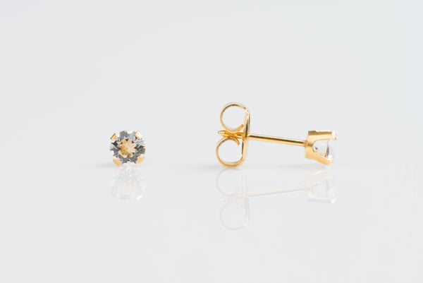 System 75 Prong Set Cubic Zirconia Piercing Studs - 4mm - Regular Post ...