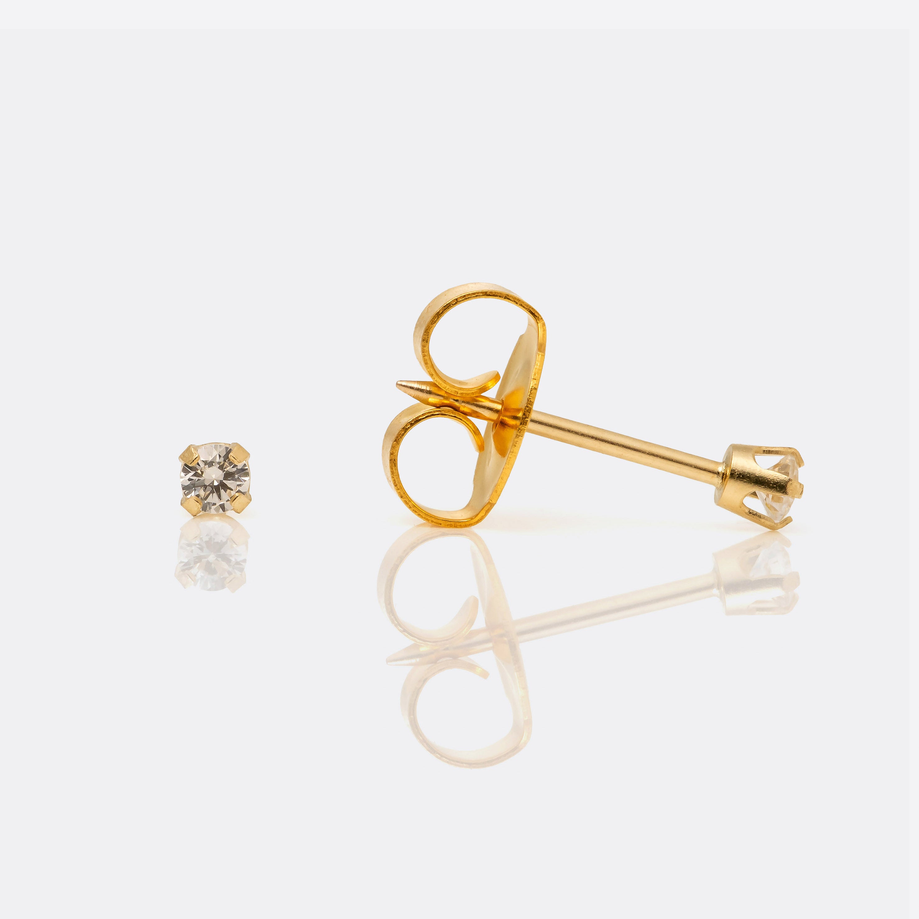 System 75 Prong Set Cubic Zirconia Piercing Studs - 2mm - Regular Post ...