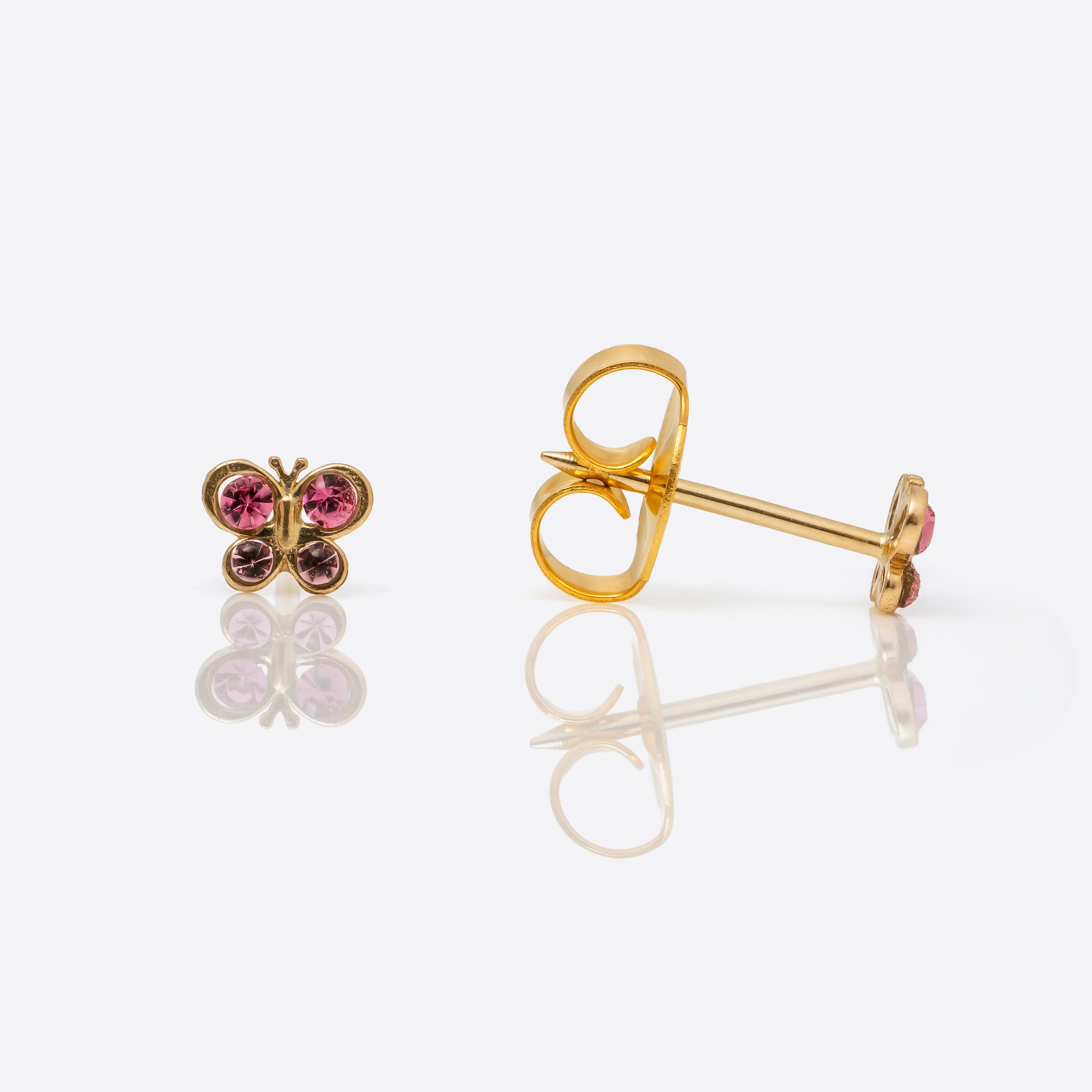 System 75 Butterfly Piercing Studs - Rose/Light Rose - 14K Yellow Gold ...