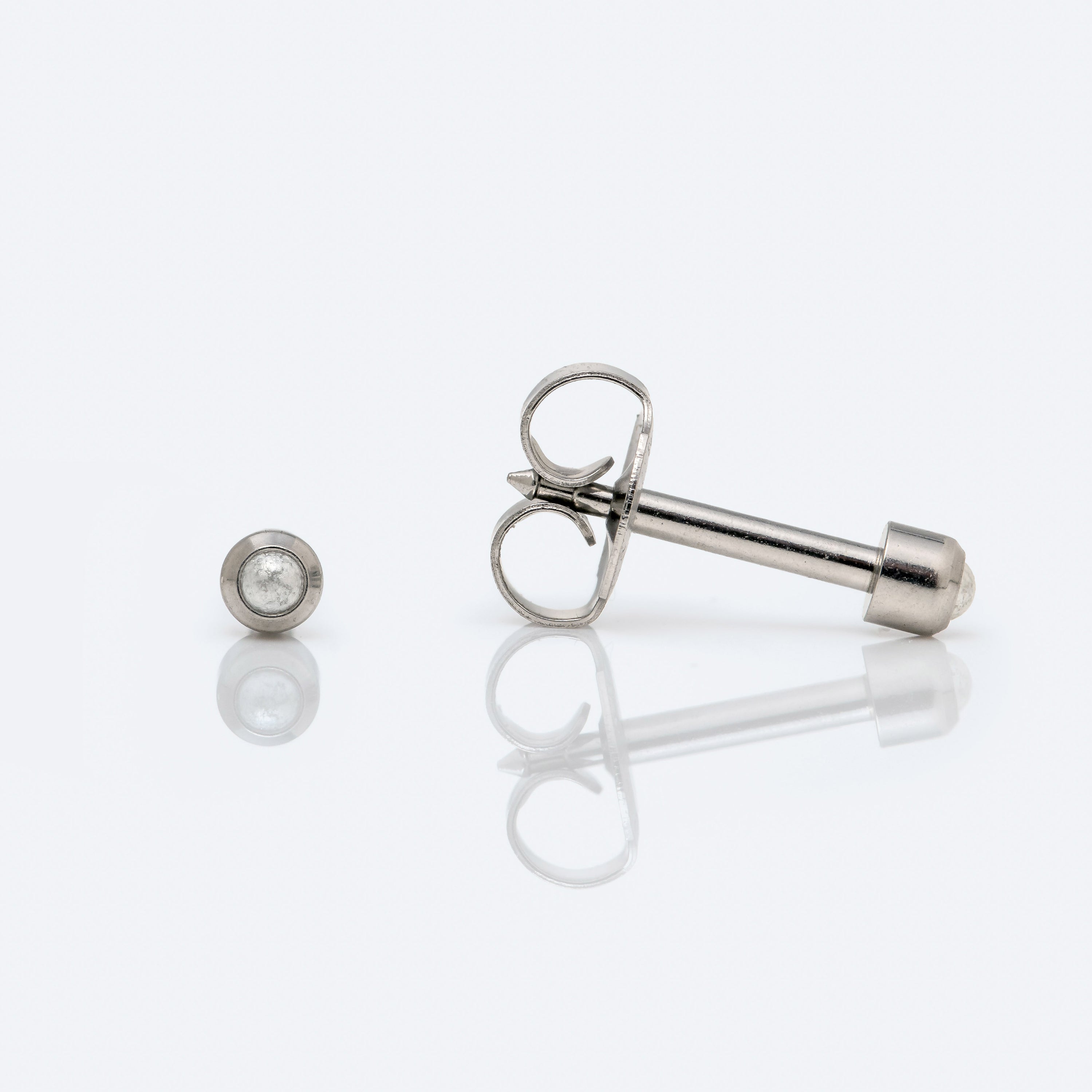 Bezel-Set Pearl Universal Flatpack Piercing Studs - Stainless Steel ...