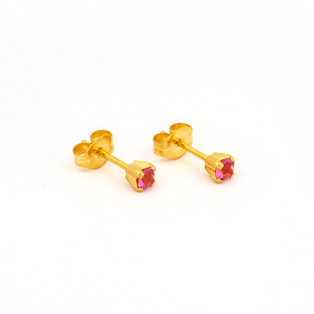 Tiny Tips Prong Set Crystal Studs - October Rose - Gold Plated – STUDEX®