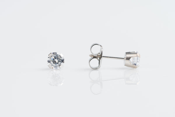 System 75 Prong Set Cubic Zirconia Piercing Studs - 5mm - Regular Post ...